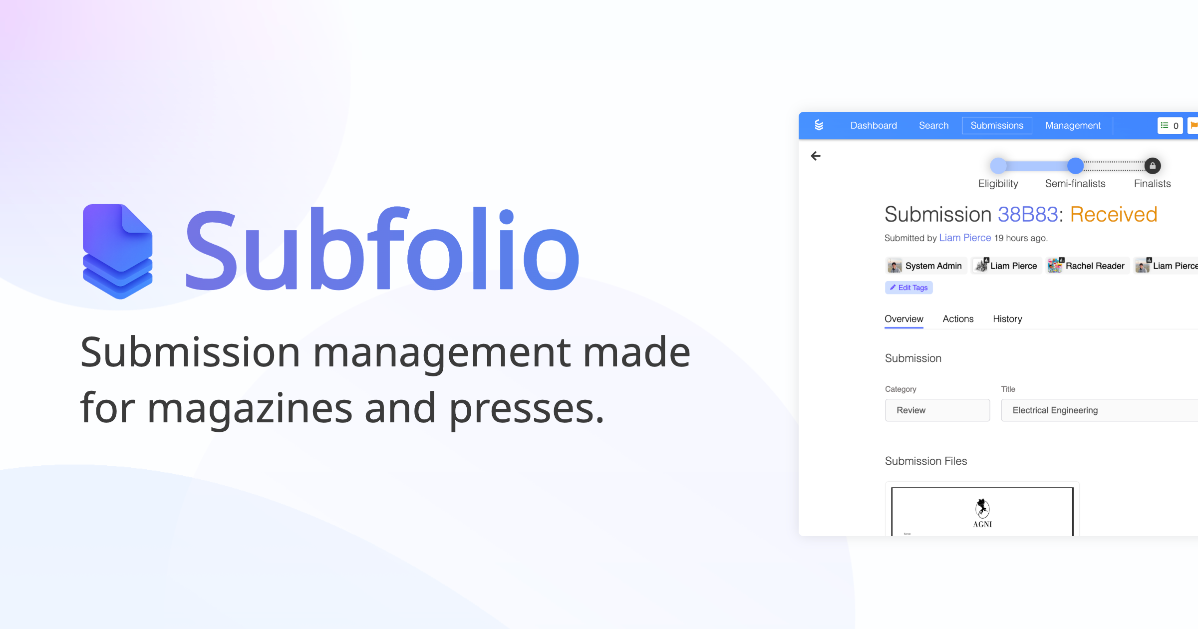 Subfolio. A better submission platform.